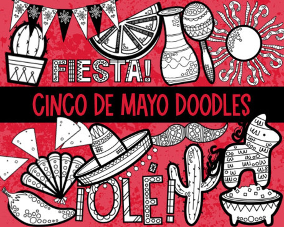 Cinco De Mayo Doodles Clip Art, Cinco De Mayo Clipart, Hand Drawn - Etsy