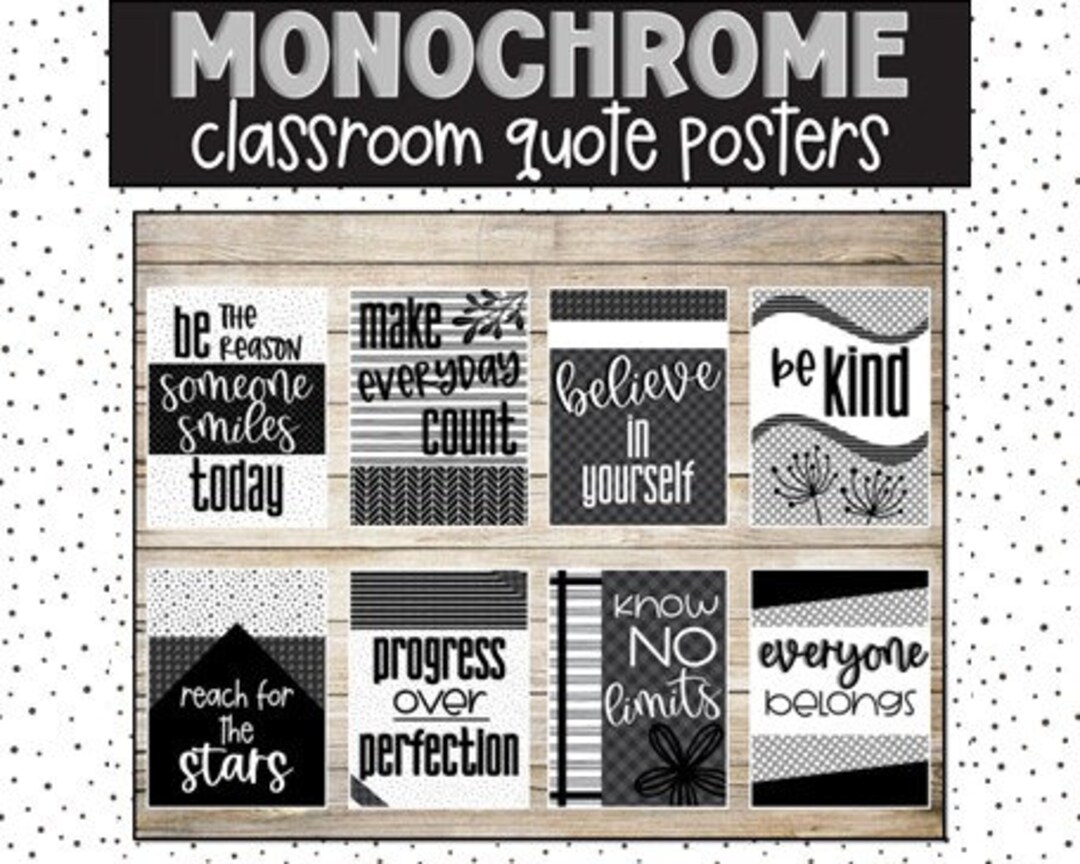 Monochrome Growth Mindset Classroom Posters, Classroom Decorations ...