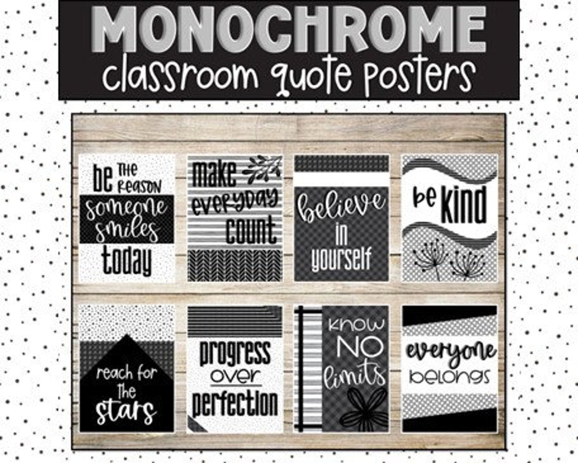Monochrome Growth Mindset Classroom Posters, Classroom Decorations ...