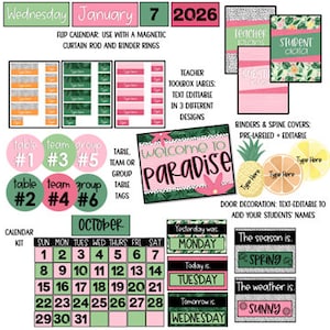 Tropical Classroom Decorations Bundle, Classroom Theme, Bulletin Board ...
