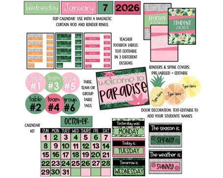 Tropical Classroom Decorations Bundle, Classroom Theme, Bulletin Board ...
