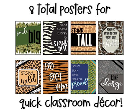 Animal Print Growth Mindset Classroom Posters, Classroom Decorations ...