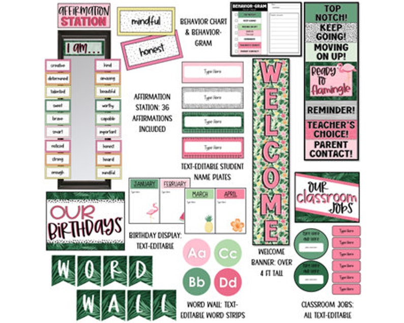 Tropical Classroom Decorations Bundle, Classroom Theme, Bulletin Board ...