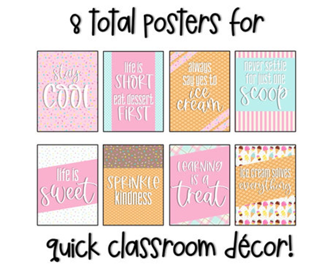 Ice Cream Growth Mindset Classroom Posters, Classroom Decorations ...