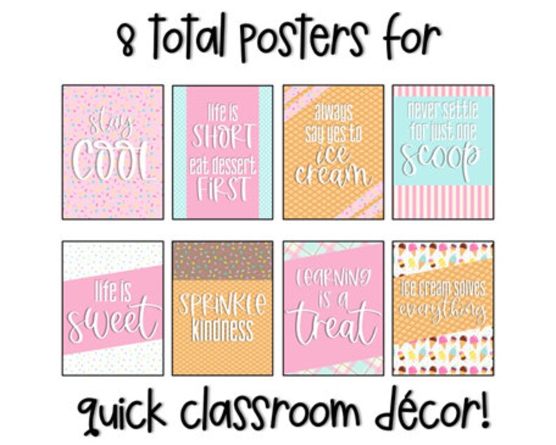 Ice Cream Growth Mindset Classroom Posters, Classroom Decorations ...