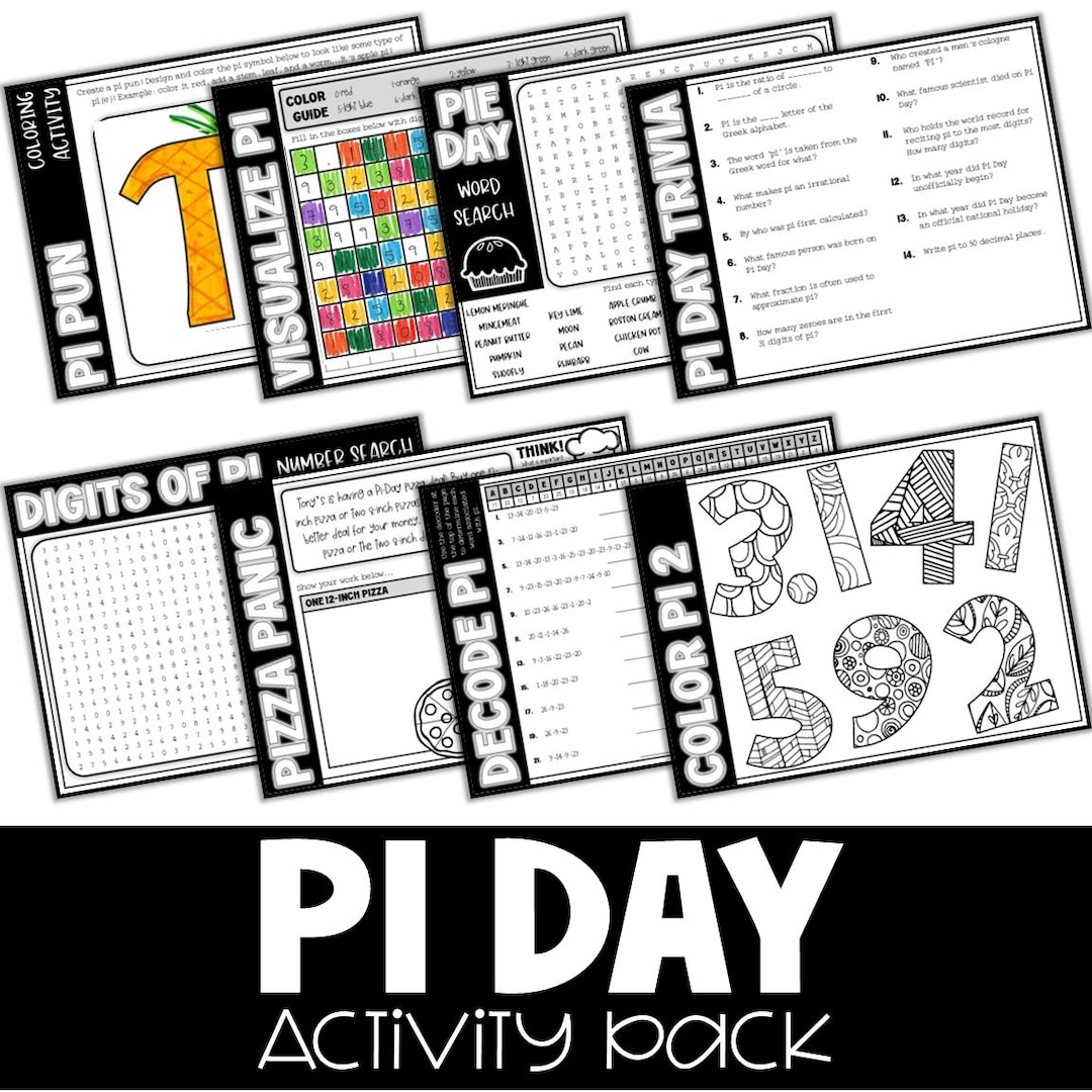 Pi Day Activity Pack, Pi Day Worksheets, Pi Day Fun - Etsy