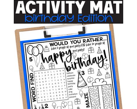 Happy Birthday Activity Mat, Kids Placemat, Activity Sheet, Fun Sheet ...