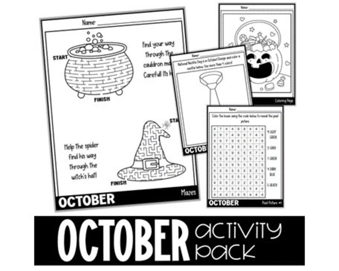 October Fun Morning Work Packet, Early Finisher Activities, Month Fun ...