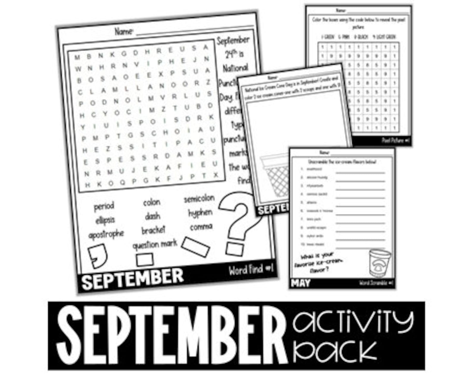 September Fun Morning Work Packet, Early Finisher Activities, Month Fun ...