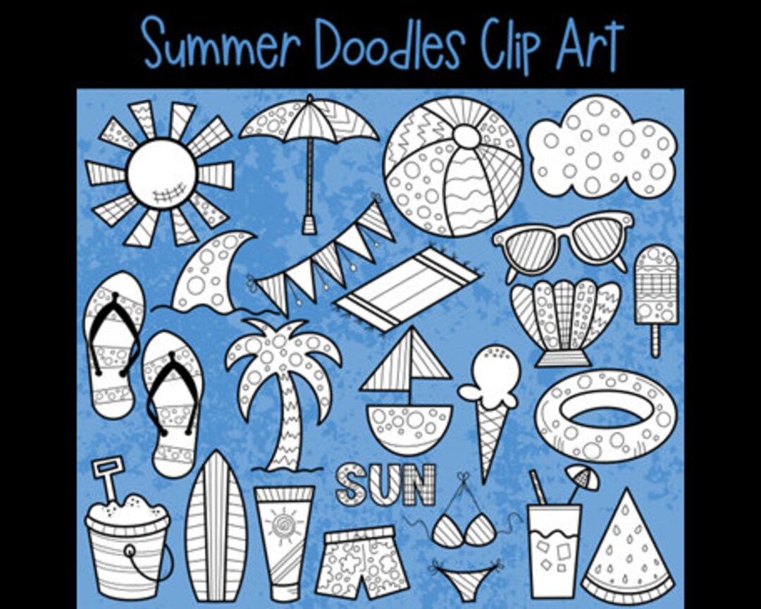 Summer Doodles Clip Art Summer Clipart Summer Hand Drawn - Etsy