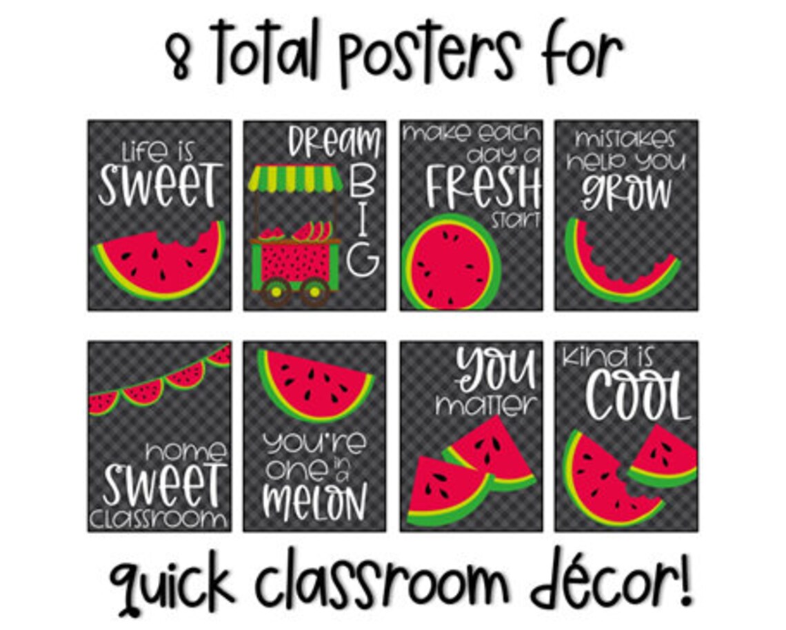 Watermelon Growth Mindset Classroom Posters, Classroom Decorations ...