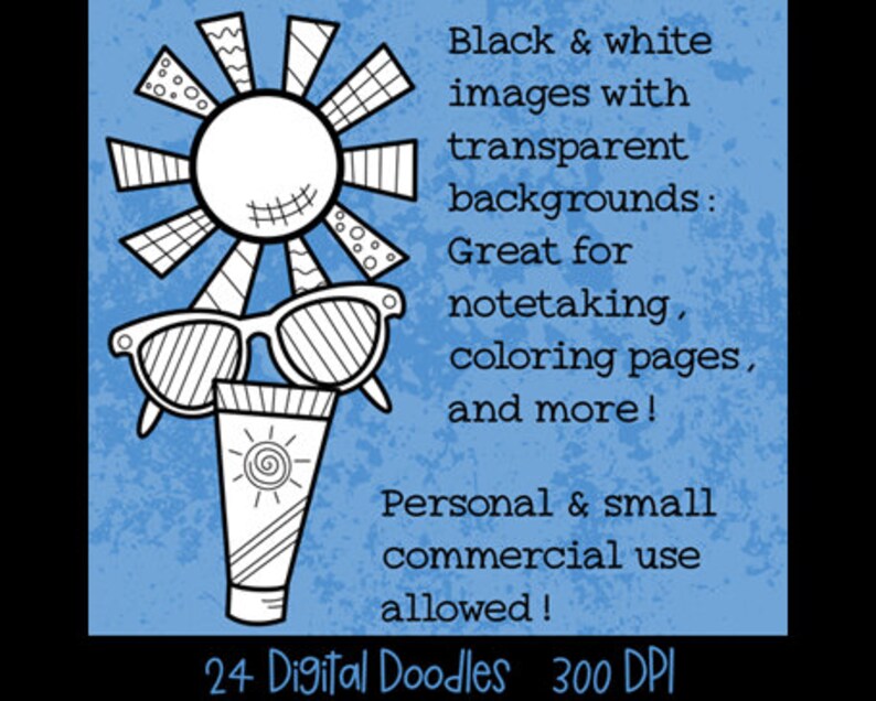 Summer Doodles Clip Art Summer Clipart Summer Hand Drawn - Etsy