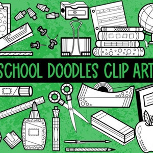 School Supply Doodles Clip Art School Clipart School - Etsy