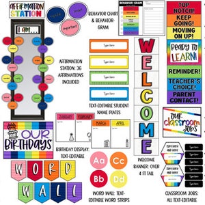 Bold Colors Classroom Decorations Bundle, Classroom Theme, Bulletin ...