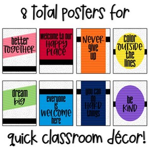 Bold Colors Growth Mindset Classroom Posters, Classroom Decorations ...