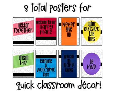 Bold Colors Growth Mindset Classroom Posters, Classroom Decorations ...