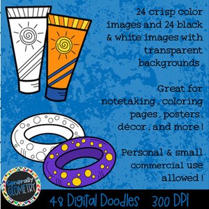 Summer Doodles Clip Art, Summer Clipart, Summer, Hand Drawn, Beach ...