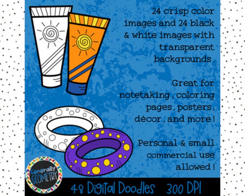 Summer Doodles Clip Art, Summer Clipart, Summer, Hand Drawn, Beach ...