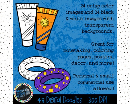 Summer Doodles Clip Art, Summer Clipart, Summer, Hand Drawn, Beach ...