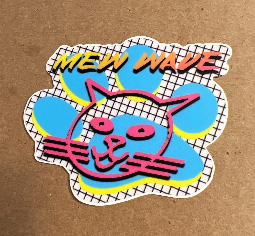 Mew Wave 80s New Wave Cat Sticker - Etsy