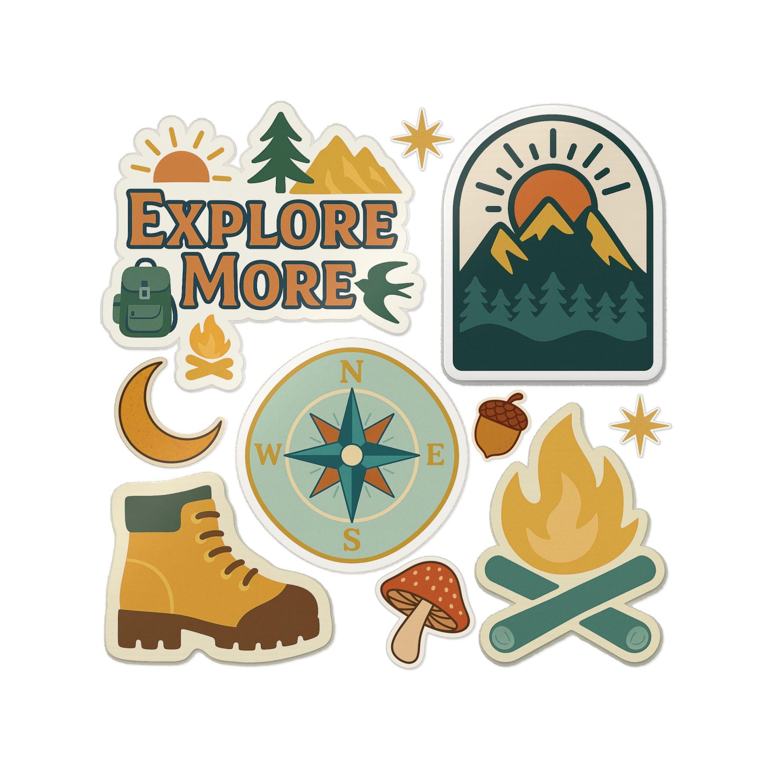 Adventure-themed Die-cut Stickers, Perfect for Campers & Nature Lovers ...