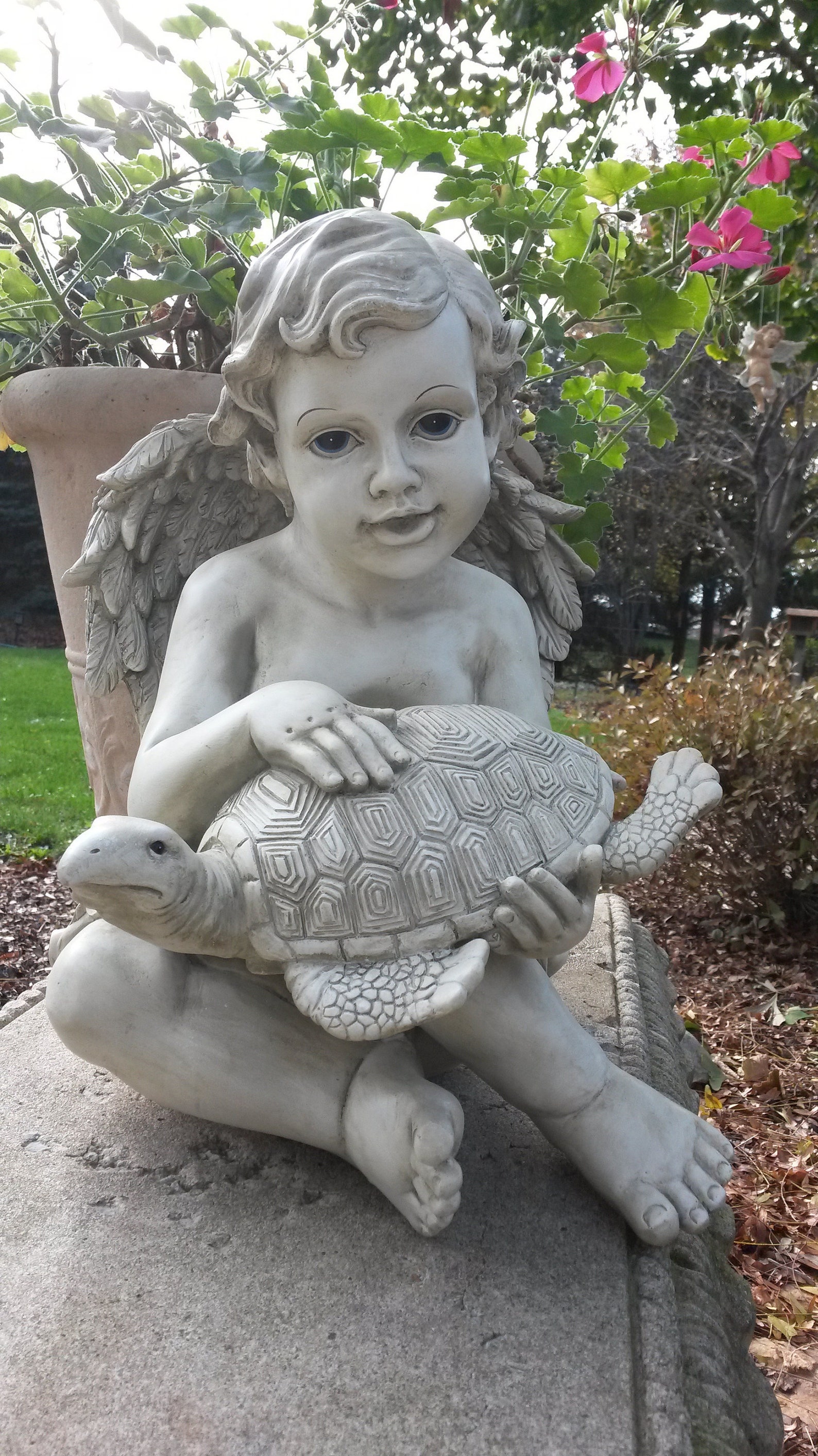 Chubby Cherub and Turtle Garden Statue - Etsy