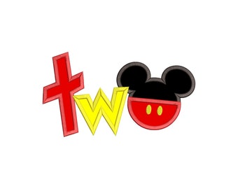 Mickey Mouse Birthday Number 2 Applique Design | Etsy