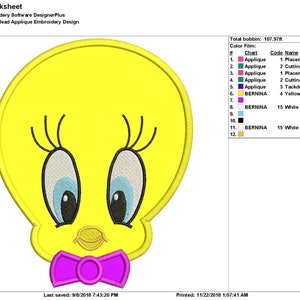 Tweety Head Applique Embroidery Design - Etsy
