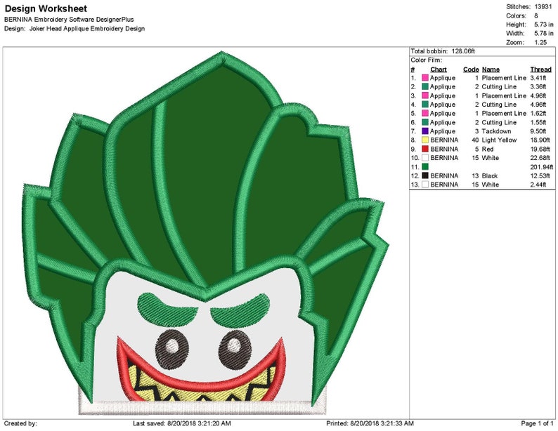 Joker Head Applique Embroidery Design - Etsy