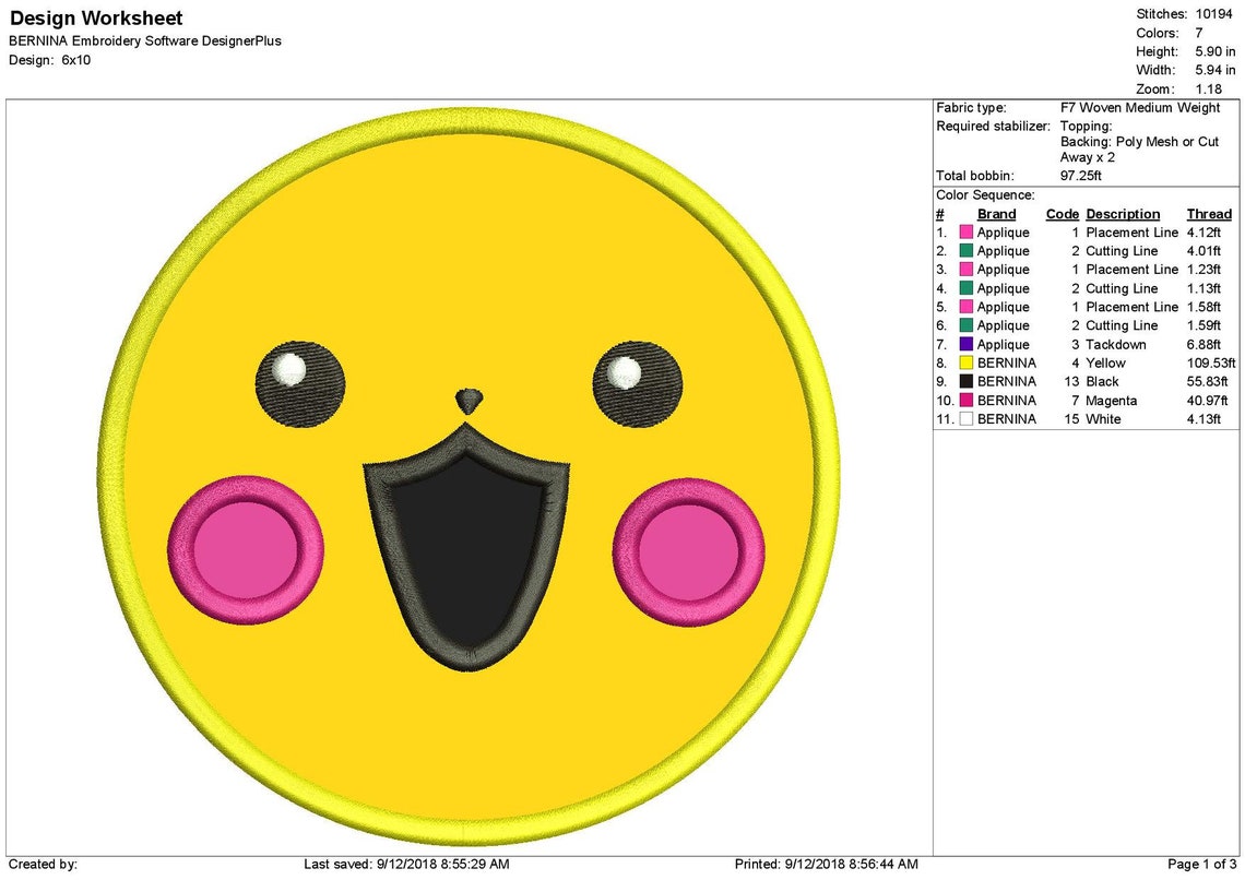 Pokemon Face Applique Design | Etsy