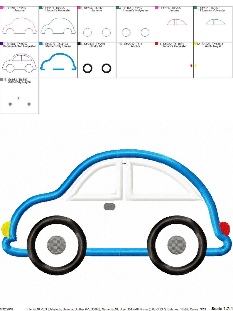 Car Applique Design | Etsy