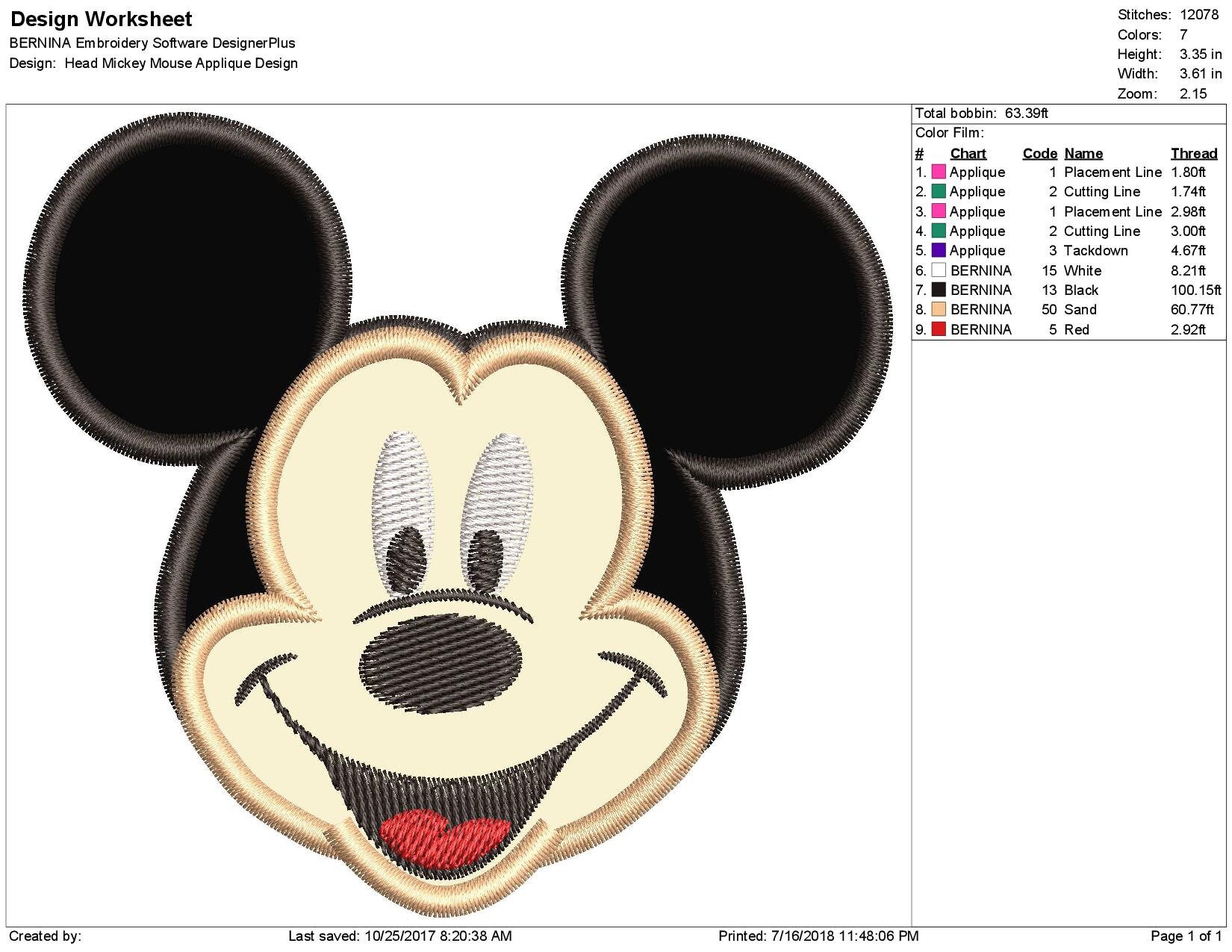 Hoofd Mickey Mouse Applique Design | Etsy Nederland