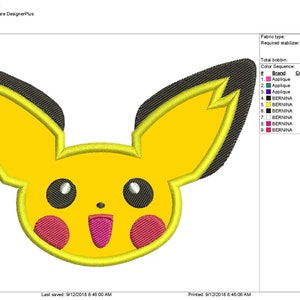 Pichu Pokemon Applique Design - Etsy
