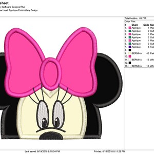 Minnie Mouse Head Applique Embroidery Design - Etsy