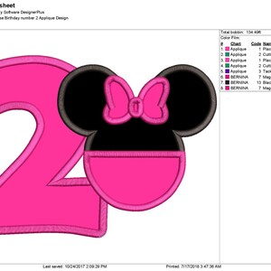 Minnie Mouse Birthday Number 2 Applique Design - Etsy