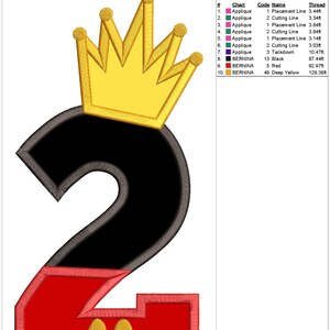 Mickey Mouse Number 2 With Crown Applique Embroidery Design - Etsy