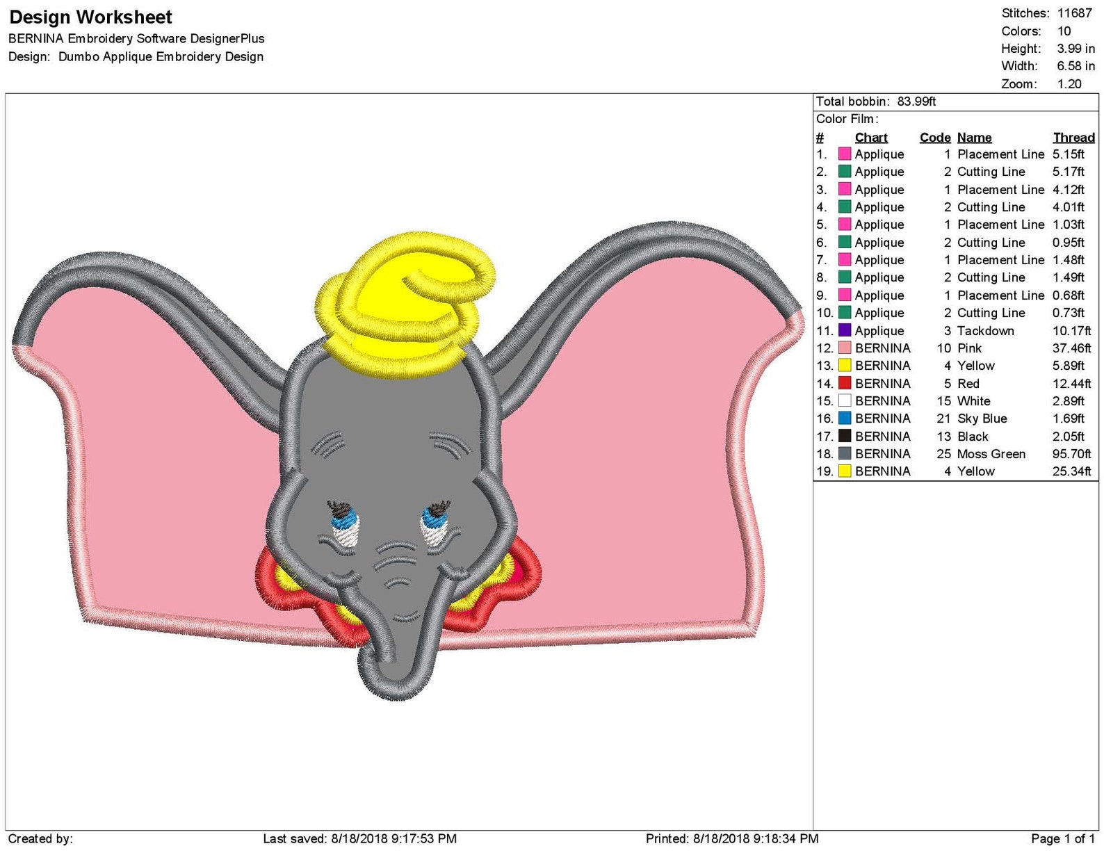 Dumbo Applique Embroidery Design - Etsy