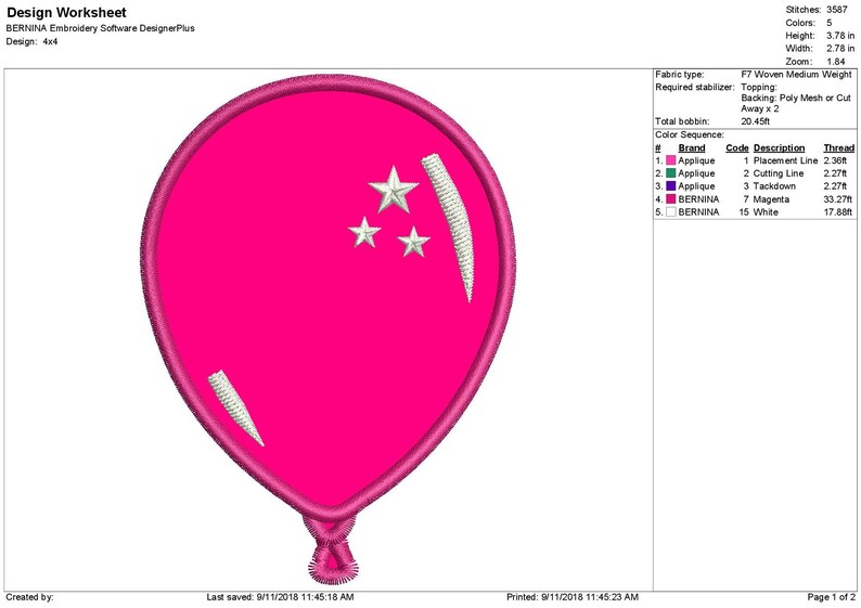 Balloon Applique Design | Etsy