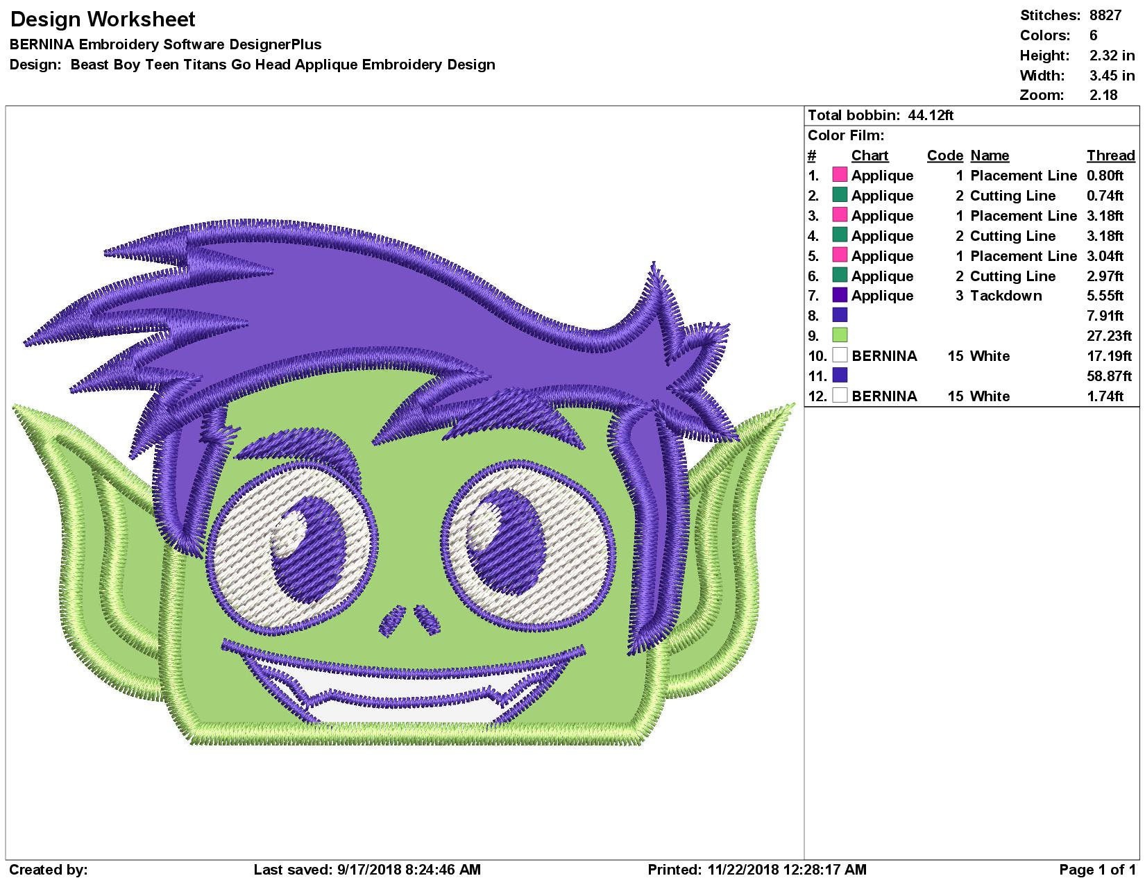 Beast Boy Teen Titans Go Head Applique Embroidery Design - Etsy