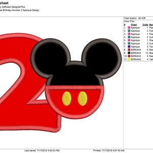 Mickey Mouse Birthday Number 2 Applique Design - Etsy
