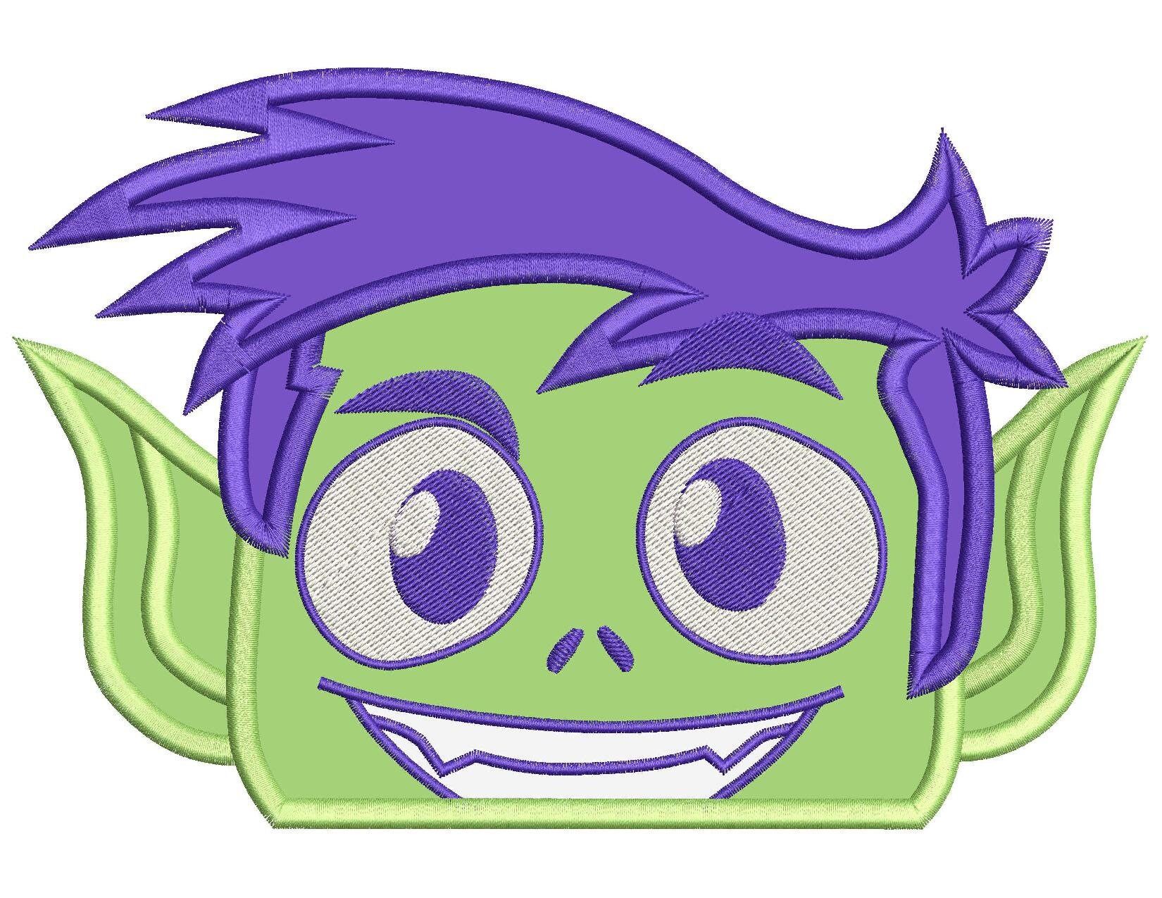 Beast Boy Teen Titans Go Head Applique Embroidery Design - Etsy
