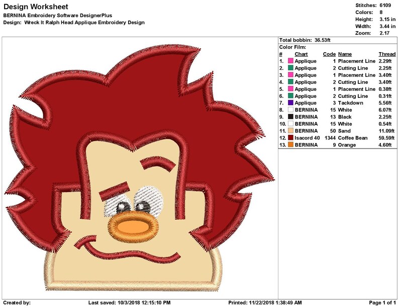 Wreck It Ralph Head Applique Embroidery Design - Etsy