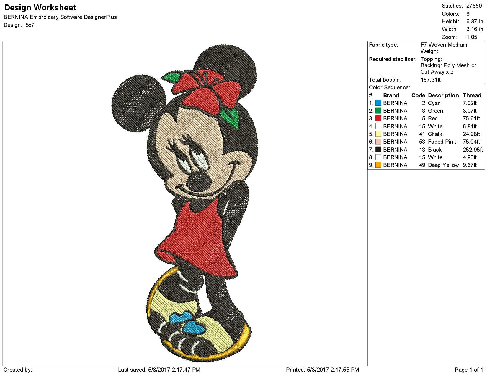 Minnie Mouse Machine Embroidery Design | Etsy