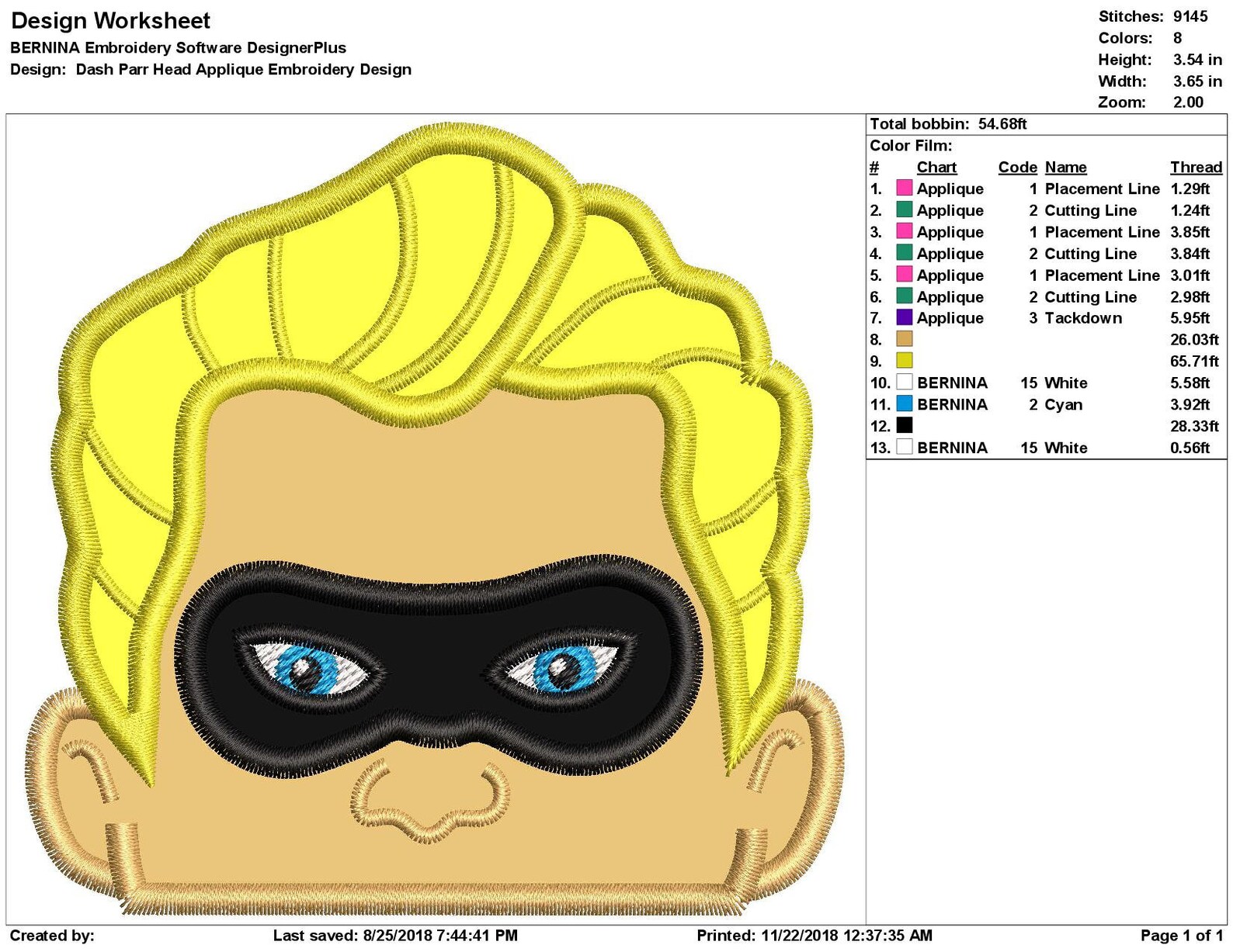 Dash Parr Head Applique Embroidery Design - Etsy
