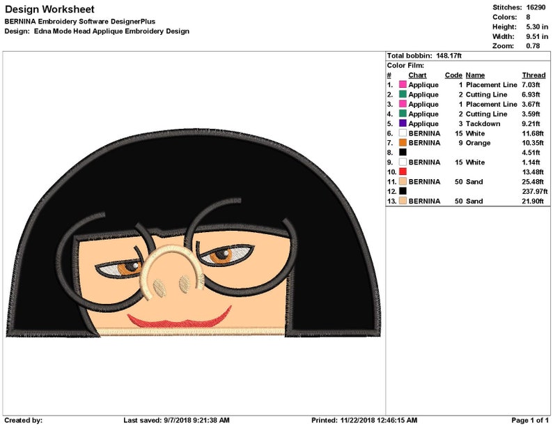 Edna Mode Head Applique Embroidery Design - Etsy