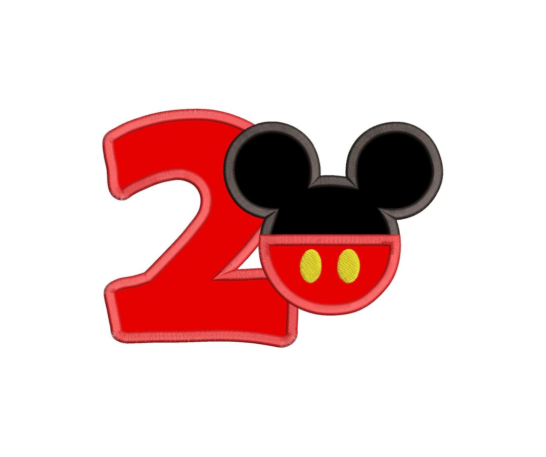 Mickey Mouse Birthday Number 2 Applique Design - Etsy