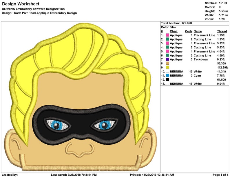 Dash Parr Head Applique Embroidery Design - Etsy