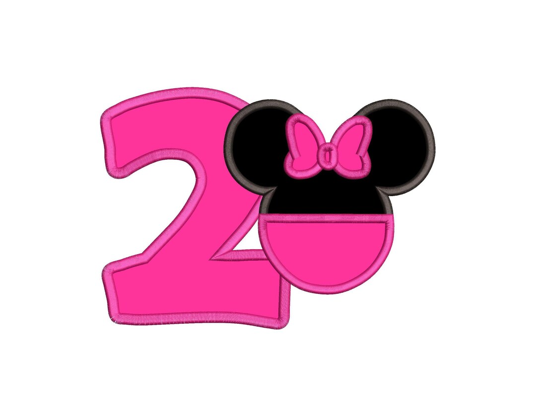 Minnie Mouse Birthday Number 2 Applique Design - Etsy