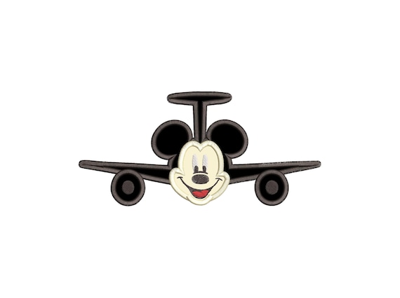 Mickey Mouse Plane Applique Embroidery Design | Etsy