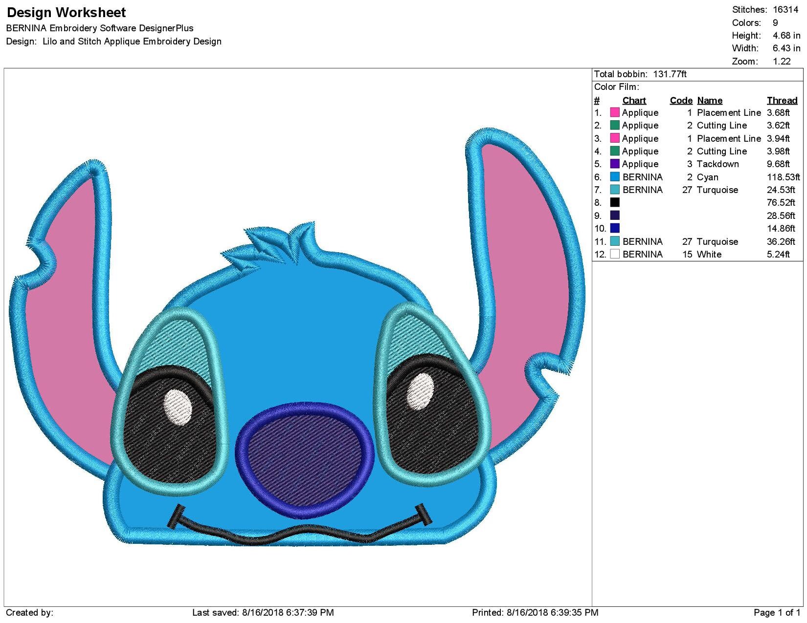 Lilo and Stitch Applique Embroidery Design - Etsy